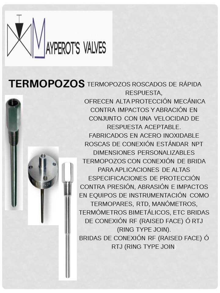 Termopozos termometros y termopares fabricantes en Venezuela